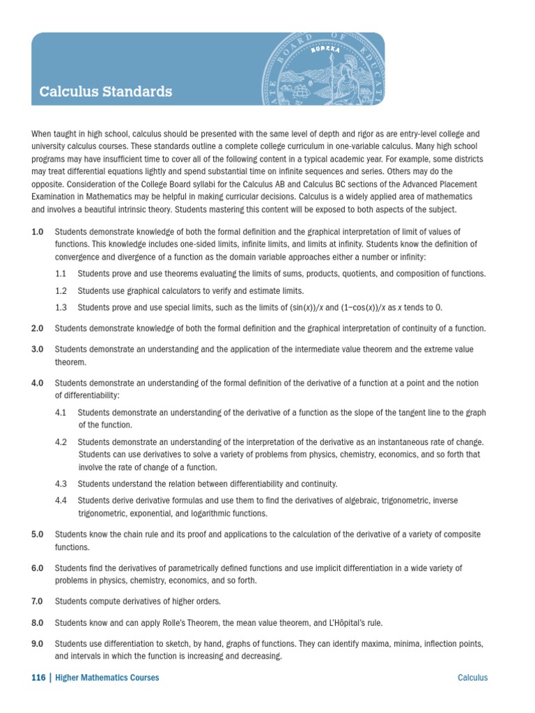 Ca Css Math - Content Standards Ca Dept of Education Ap Calculus | PDF ...