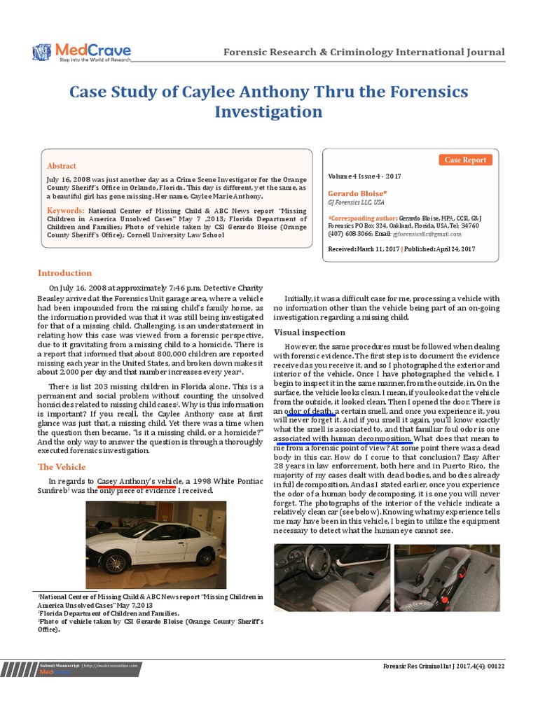 Case Study of Caylee Anthony Thru The Forensics Investigation | PDF ...