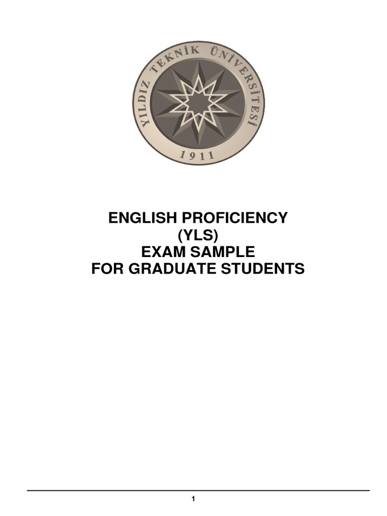 English Proficiency Exam (YLS) For Graduate Students - Sample 1 | PDF ...