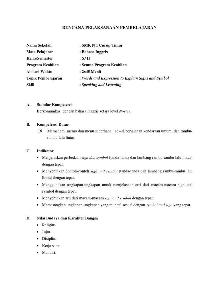 Lesson Plan Sign and Symbol For First GR | PDF