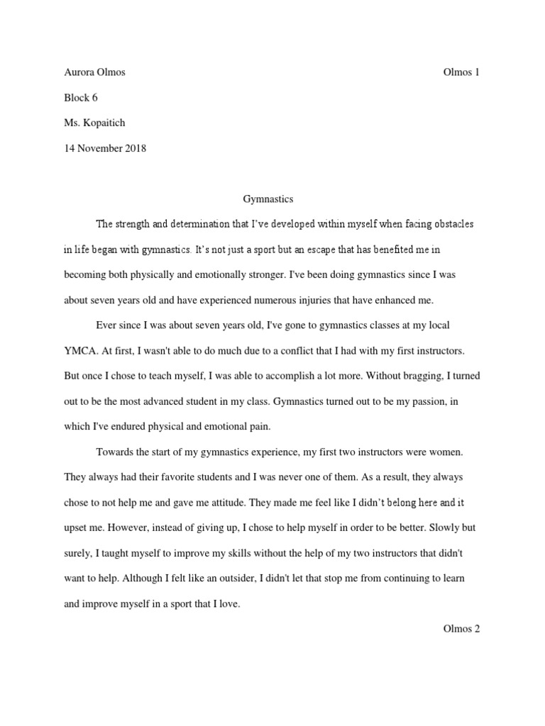 Personal Statement Gymnastics | PDF | Sports
