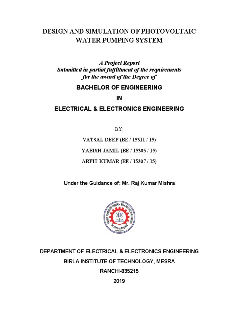 Design and Simulation of Solar Water Pumping System | PDF | Electric ...