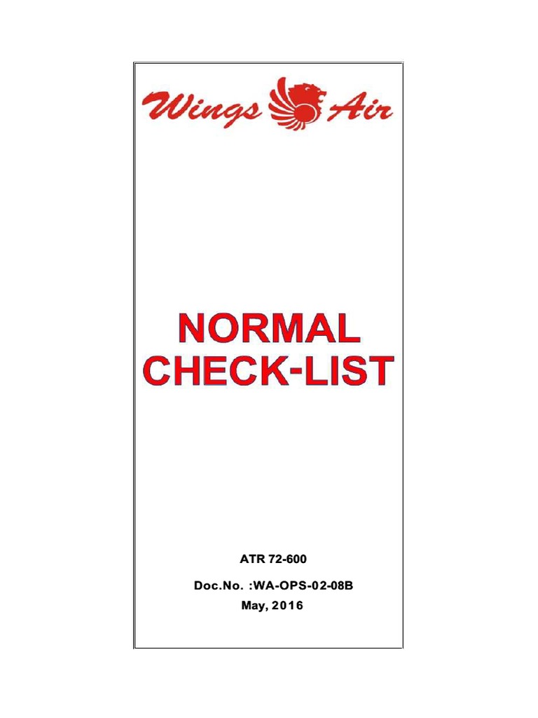 Normal Checklist Atr 72 600 PDF | PDF | Aerospace | Aircraft