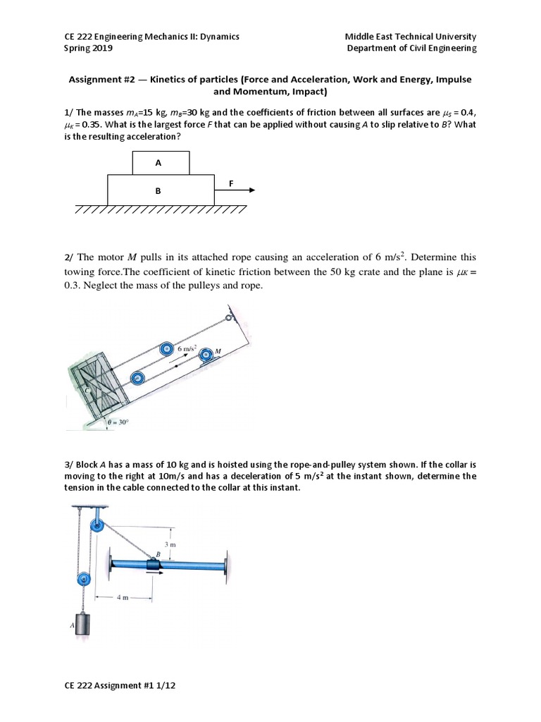 CE222 Problem Set 2 | PDF | Friction | Force