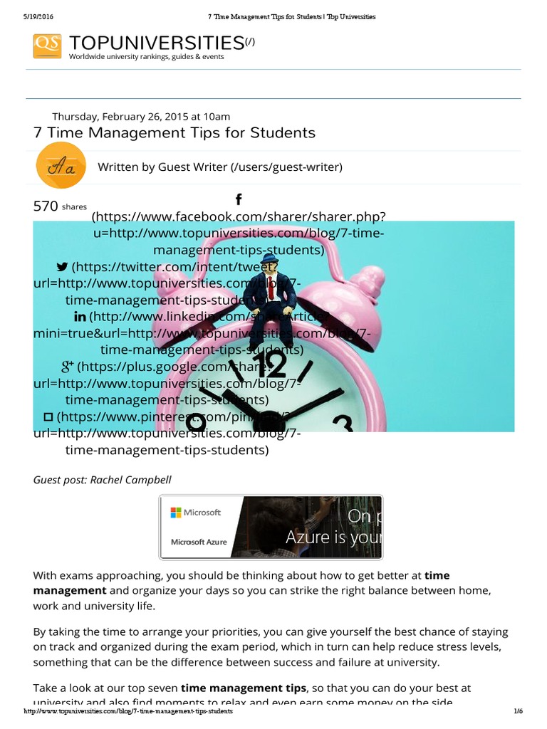 7 Time Management Tips For Students - Top Universities | PDF | Time ...