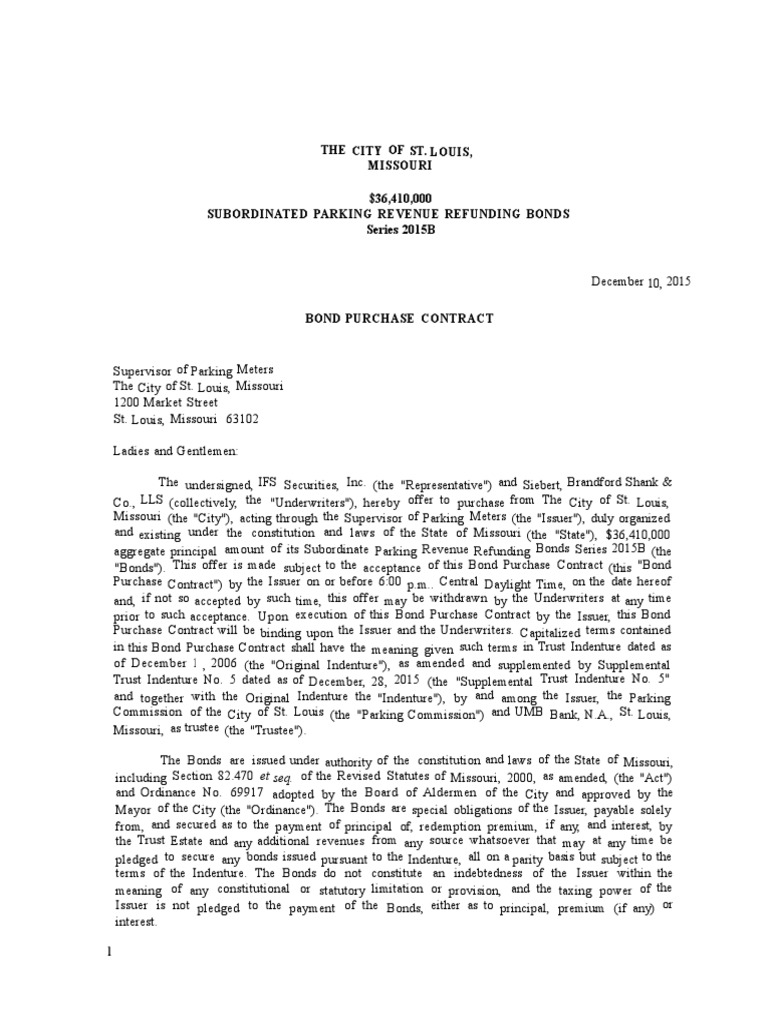 Bond Purchase Contract (Executed Copy) | PDF | Bonds (Finance ...