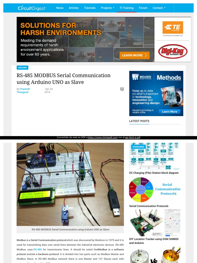RS485 ModBus Serial Communication Using Arduino Uno As Slave | PDF ...