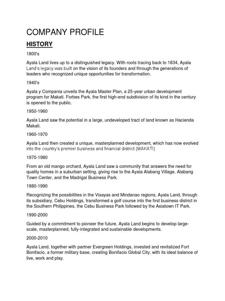 Company Profile: History | PDF | Corporate Governance | Economies