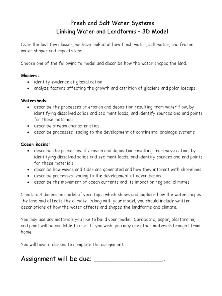 3D Landform Model Assignment Guide | PDF | Glacier | Erosion