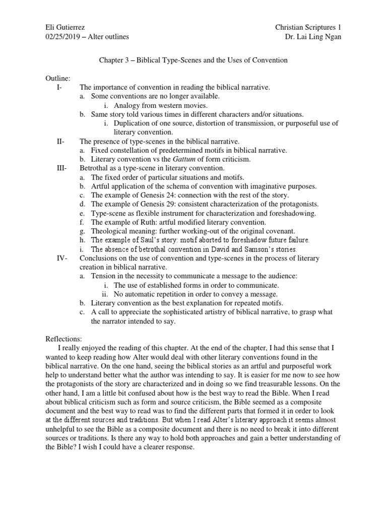 Biblical Type-Scenes & Dialogue | PDF | Bible | Narrative