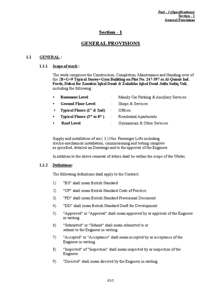 Section 01 General Provisions | PDF | Specification (Technical Standard ...