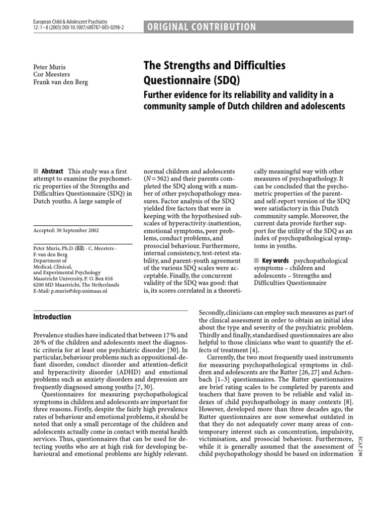 SDQ Test | PDF | Mental Disorder | Attention Deficit Hyperactivity Disorder