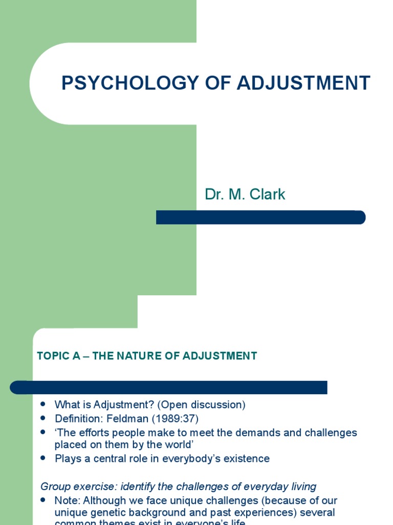 Psychology of Adjustment: Dr. M. Clark | PDF | Psychological Resilience ...