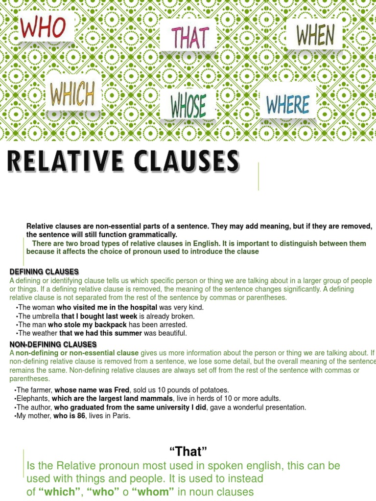 Relative Clauses | PDF | Clause | Linguistic Morphology