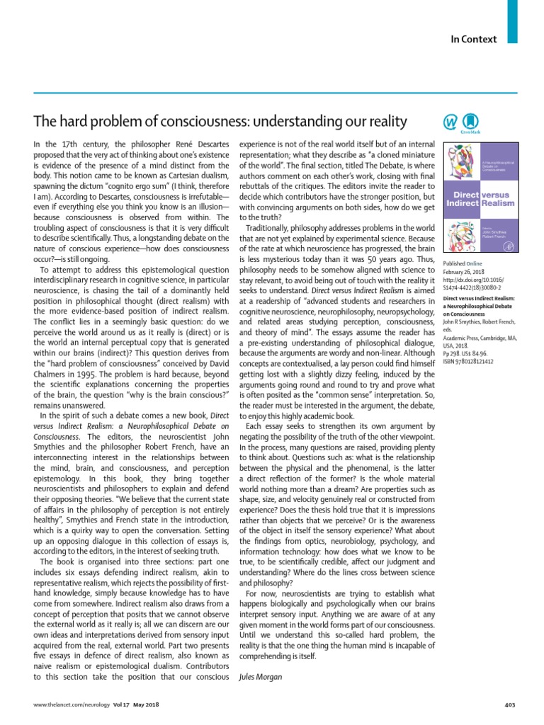 The Hard Problem of Consciousness: Understanding Our Reality | PDF ...