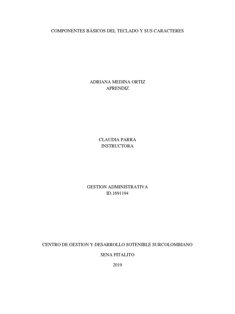Componentes Básicos Del Teclado y Sus Caracteres | PDF | Teclado ...
