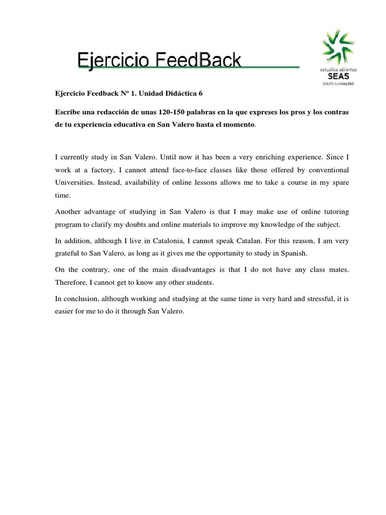 Ejercicio Feedback #1. Unidad Didáctica 6 | PDF