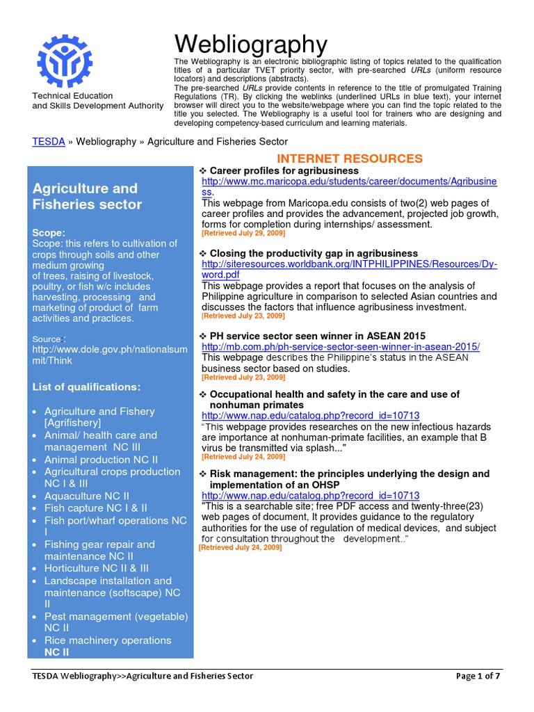 Agriculture and Fishery Webliography | PDF | Aquaculture | Agriculture