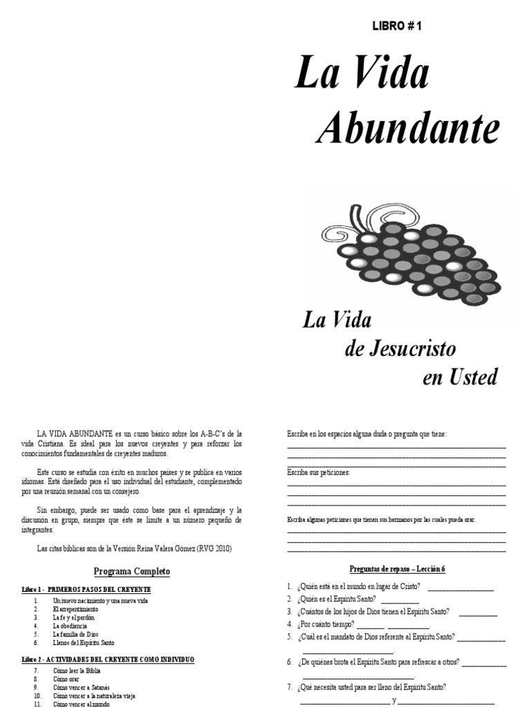 La Vida Abundante 1 PDF | PDF | Cristo (título) | espíritu Santo