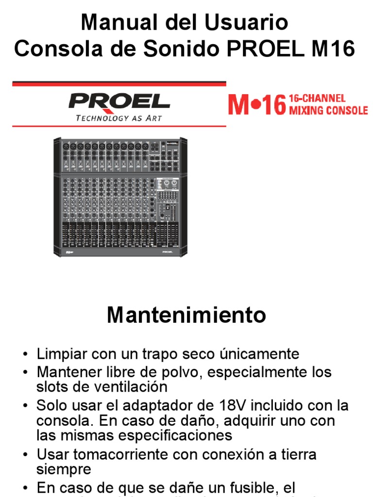 Manual Consola Proel M16 | PDF | Micrófono | Bajo