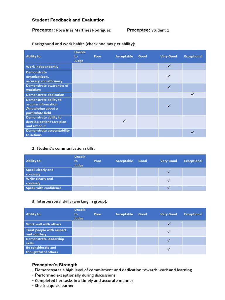 Preceptor Feedback From Preceptees | Download Free PDF | Patient ...