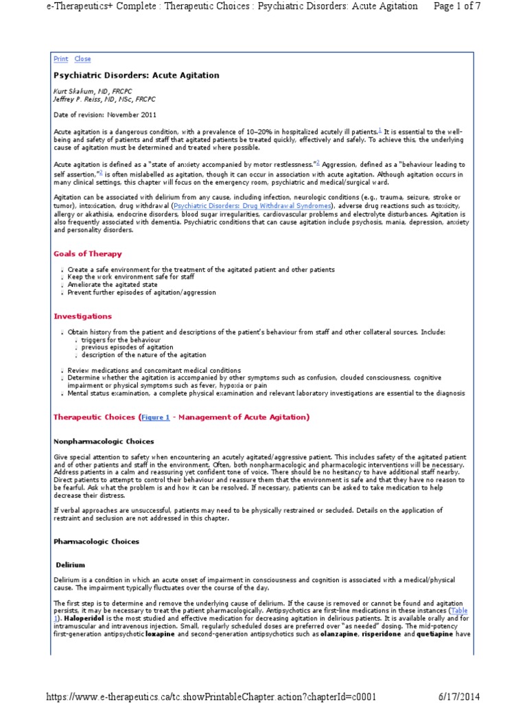 Acute Agitation | PDF