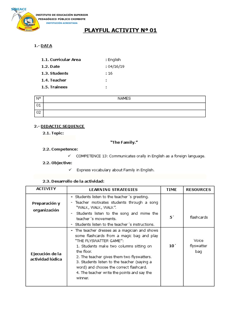 Playful Activity #01: Instituto de Educación Superior Pedagógico ...