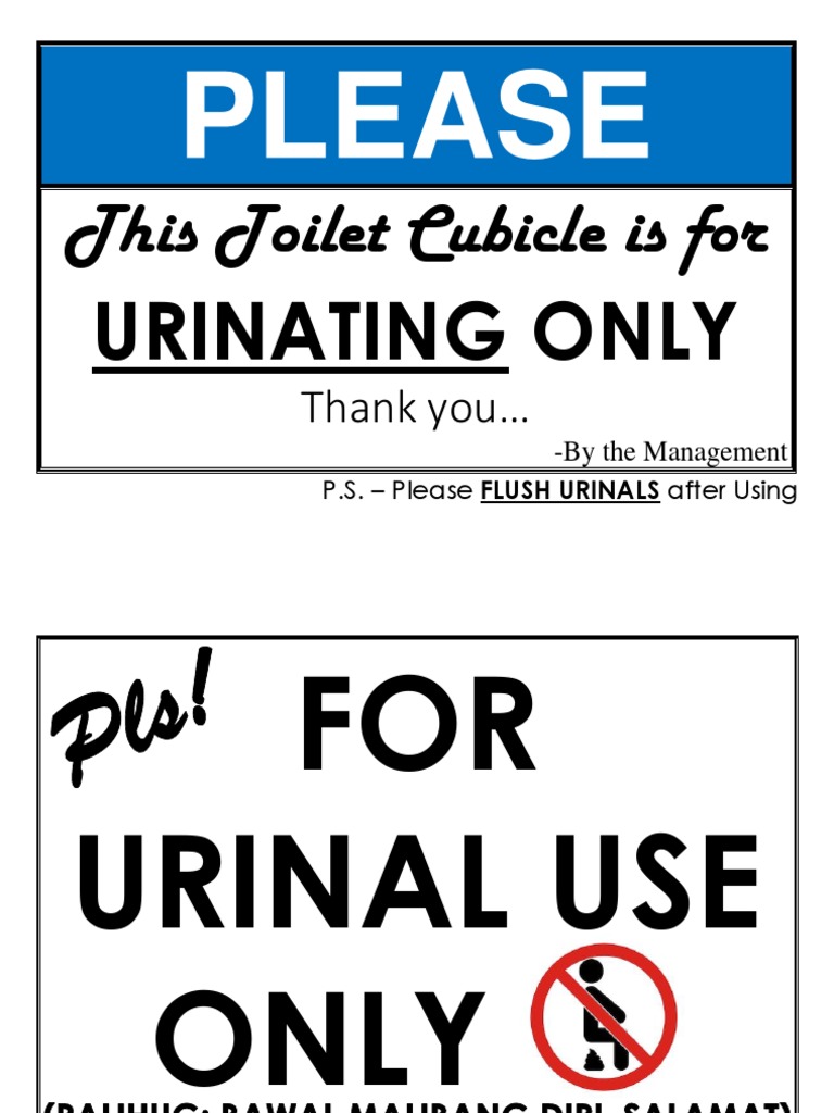 Urinal Use Only: Toilet Guidelines | PDF