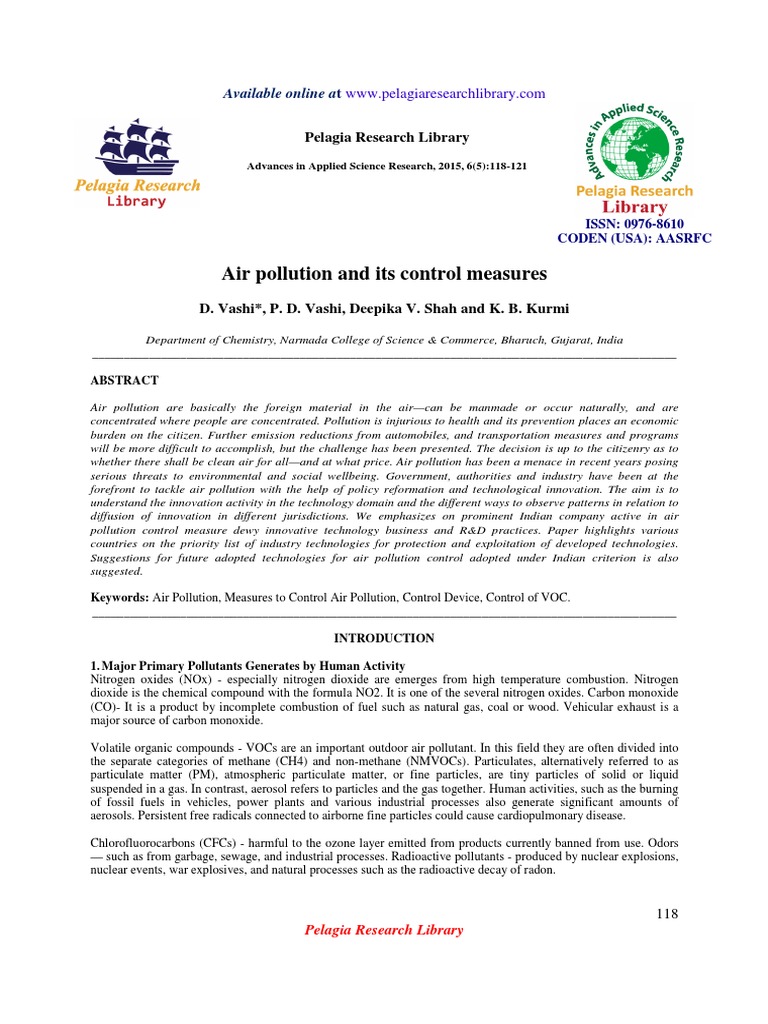 Air Pollution Control Measures Explained | PDF | Particulates | N Ox