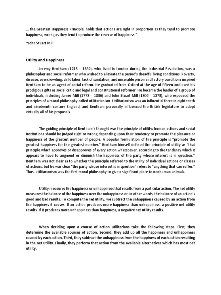 Utility and Happiness | PDF | Utilitarianism | John Stuart Mill