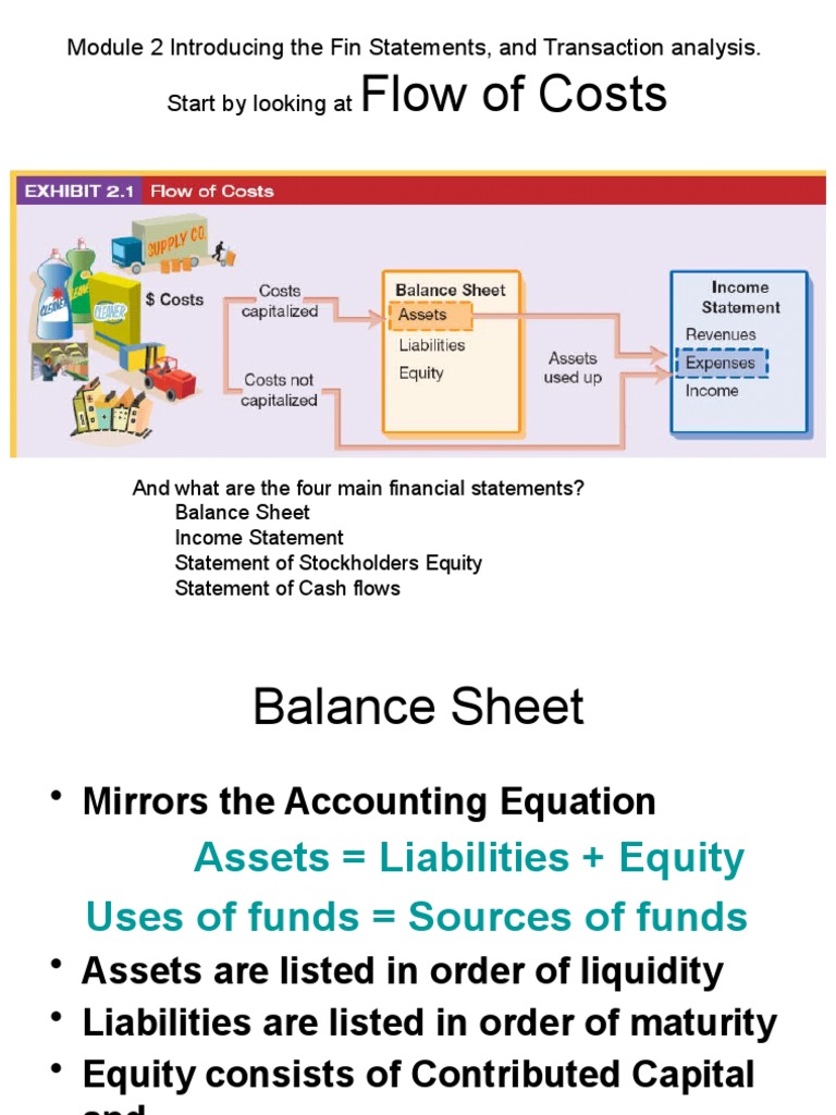 Flow of Costs: Module 2 Introducing The Fin Statements, and Transaction ...