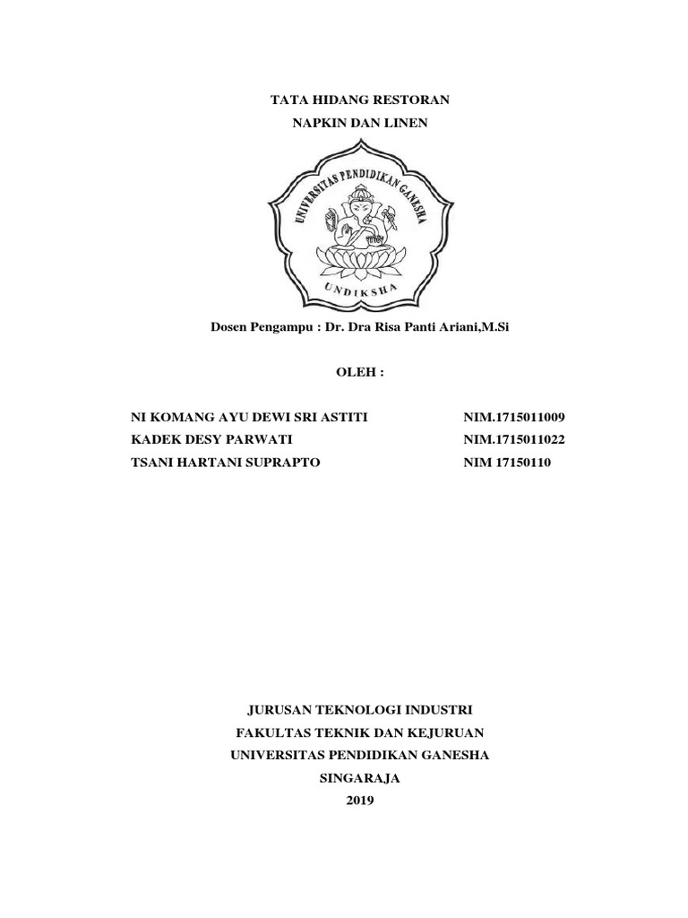 Tata Hidang Restoran | PDF