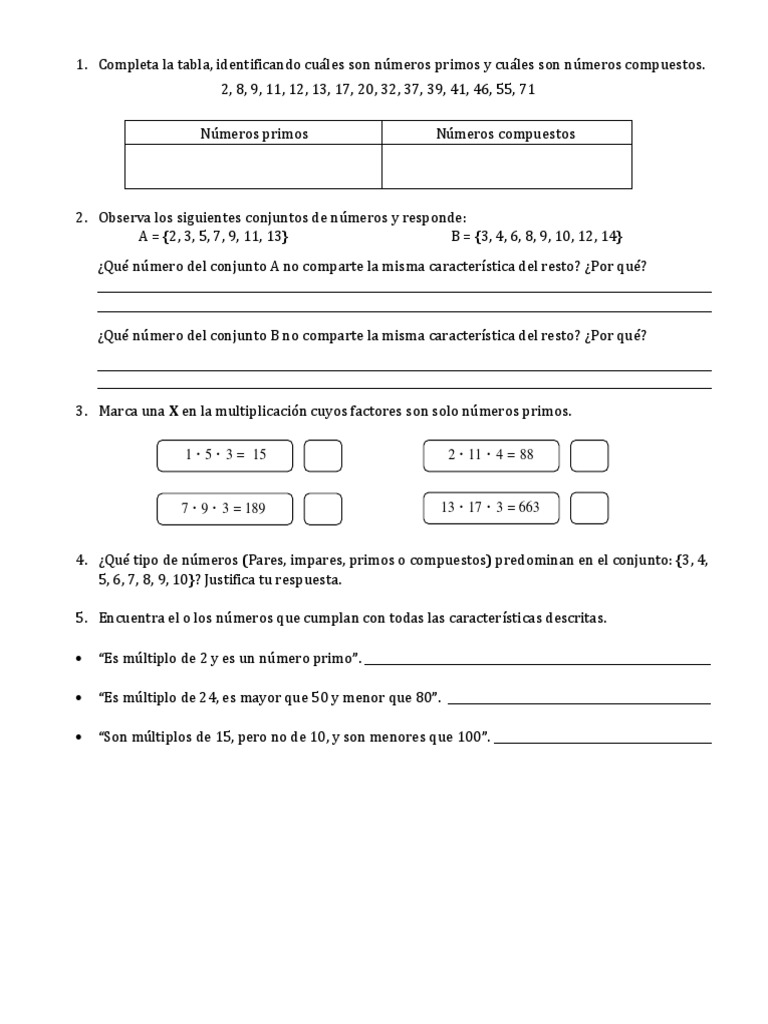 Identificación de Números Primos y Compuestos | PDF