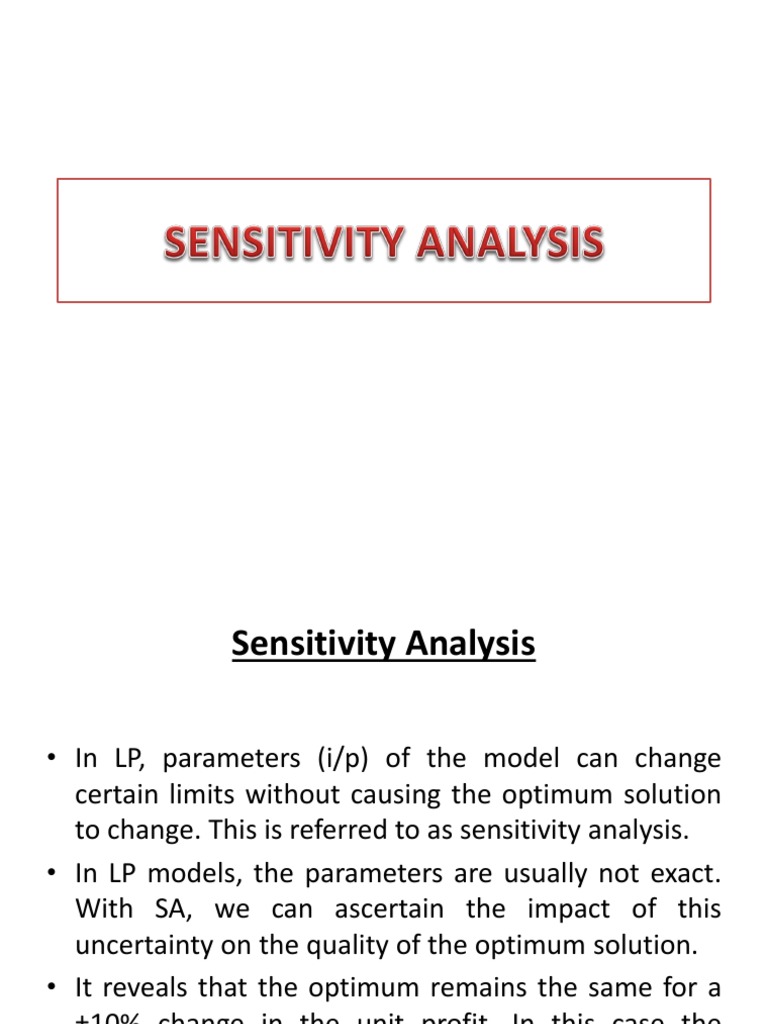 Sensitivity Analysis | PDF | Sensitivity Analysis | Mathematical Optimization
