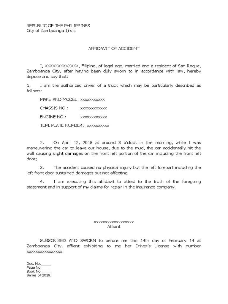 Affidavit of Accident | PDF