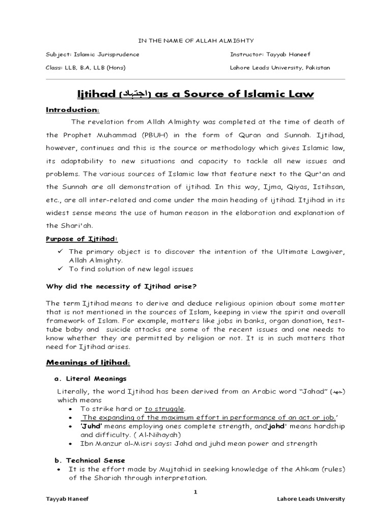Ijtihad and Taqleed | PDF | Sharia | Ulama