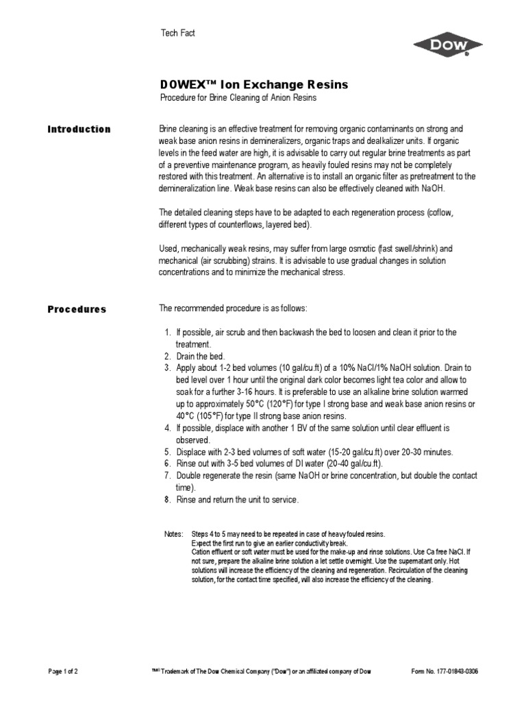 DOWEX™ Ion Exchange Resins | PDF | Sodium Hydroxide | Chemical Compounds