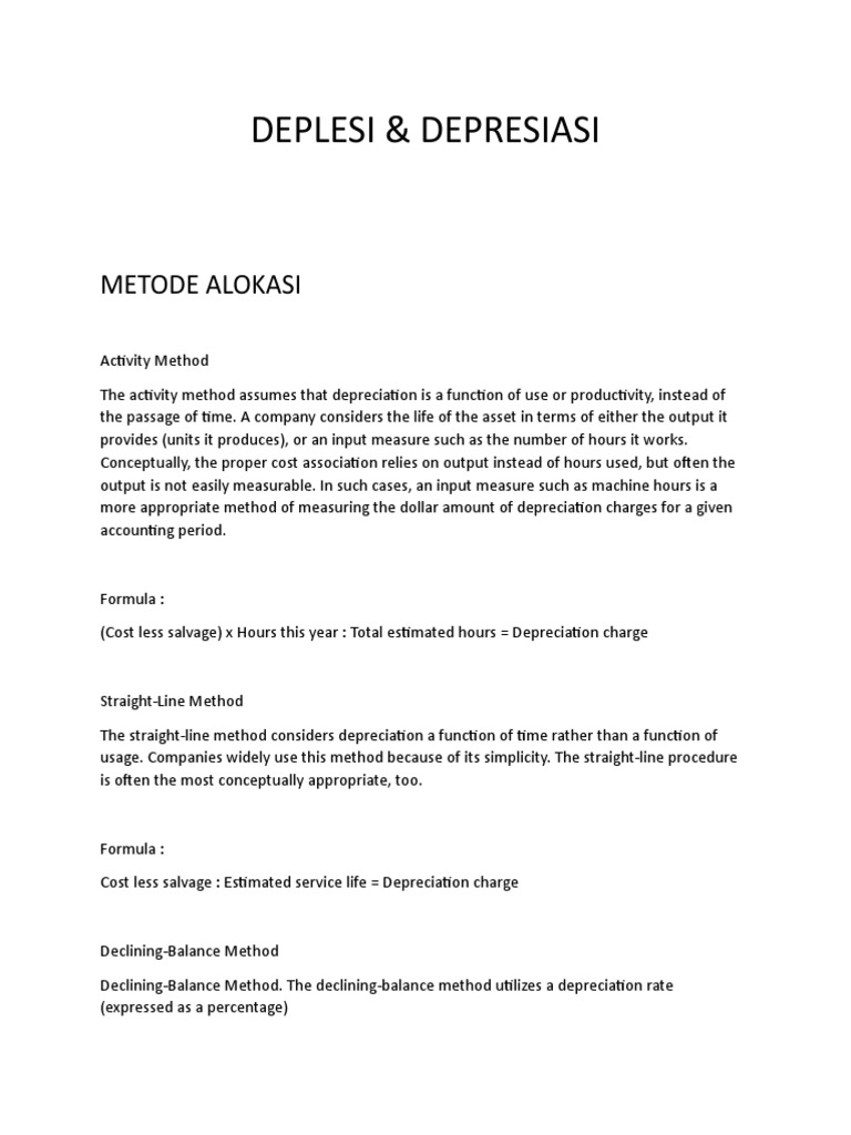 Metode Depresiasi dan Deplesi Aset | PDF | Depreciation | Financial ...