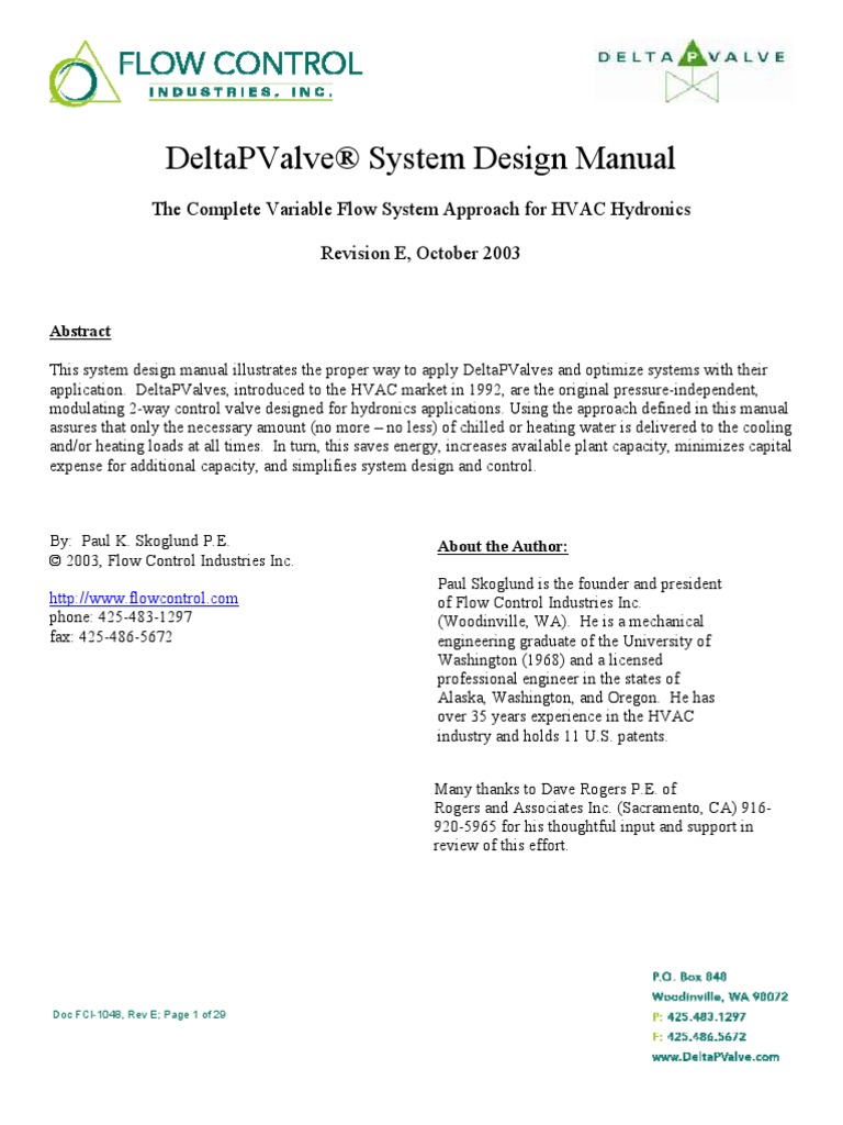 System Design Manual-DPCV | PDF | Air Conditioning | Valve