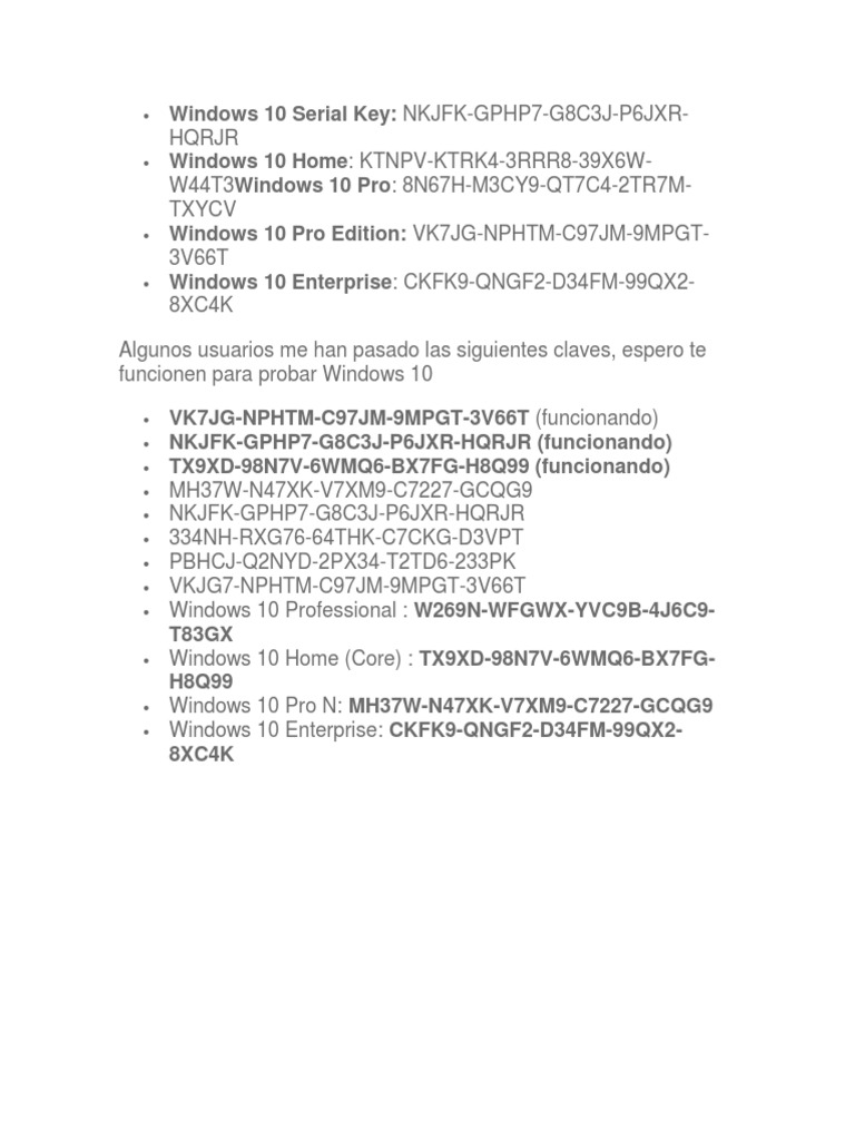 Windows 10 Serial Key | PDF | Windows 10 | Microsoft Windows