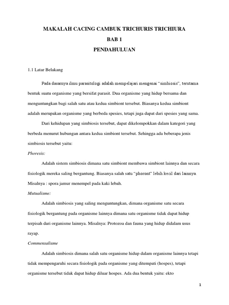 MENGENAL CACING CAMBUK TRICHURIS TRICHIURA | PDF