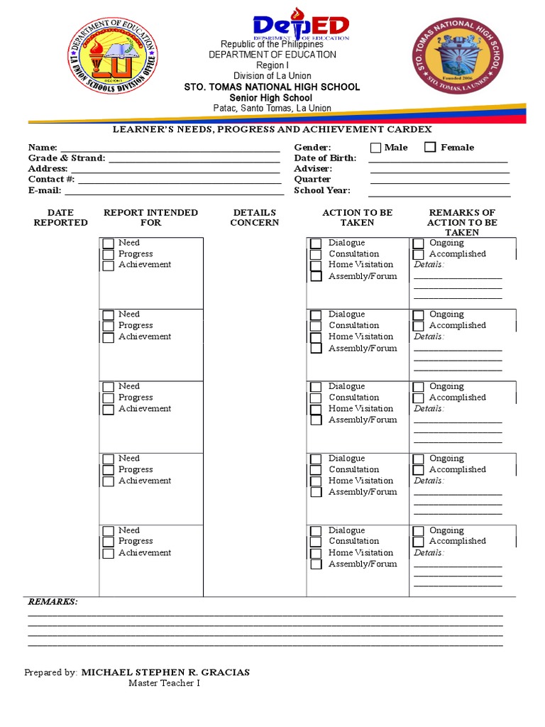 CARDEX.docx | Behavior Modification | Learning