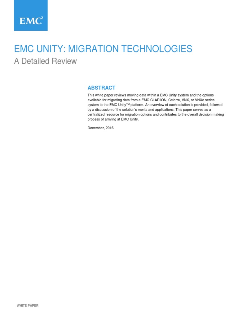 h15163 Emc Unity Migration Technologies | PDF | V Mware | Replication ...