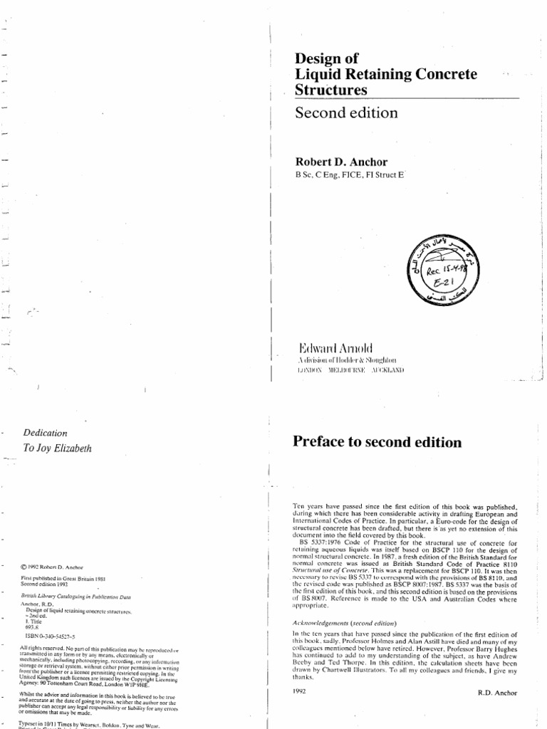 Design of Liquid Retaining Concrete Structures by R. D. Anchor PDF | PDF
