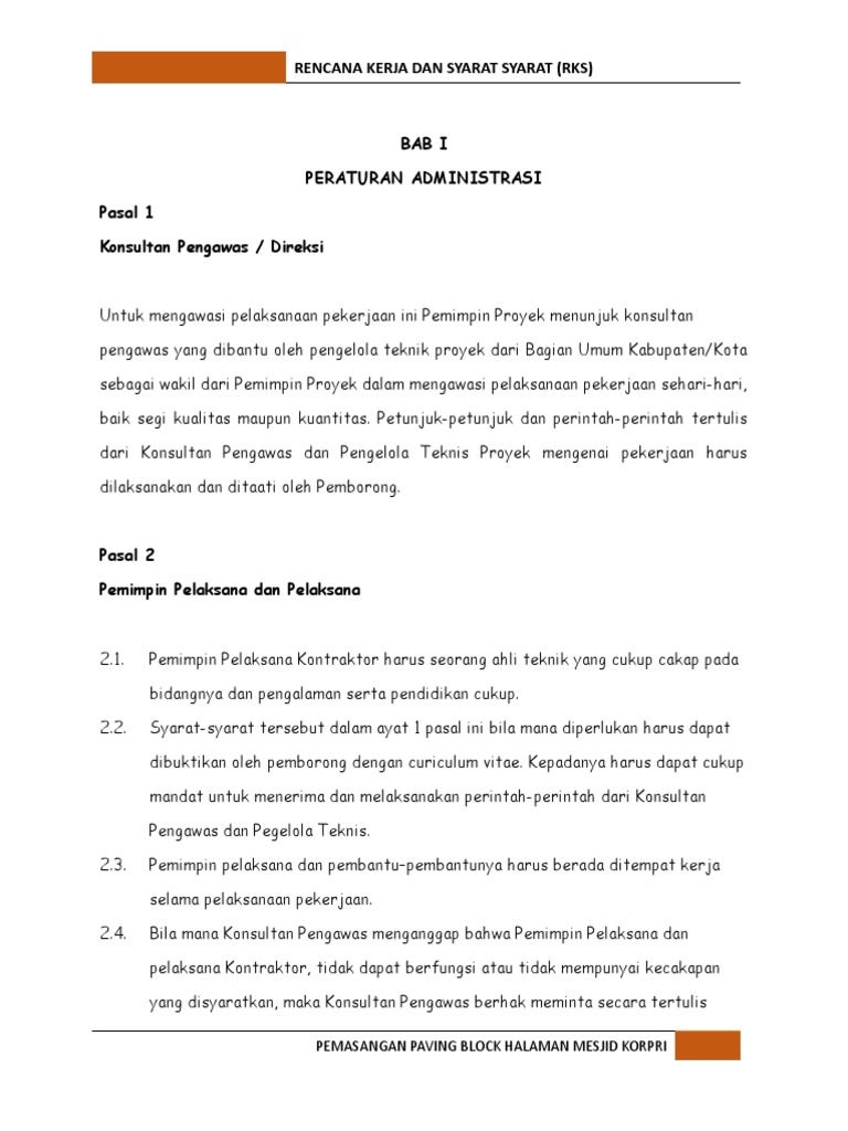 Contoh RKS Paving Block | PDF