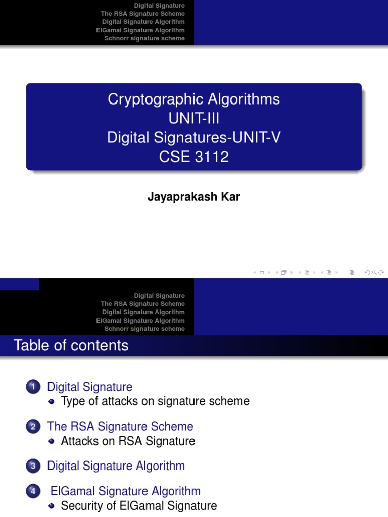 Cryptographic Algorithms Unit-Iii Digital Signatures-UNIT-V CSE 3112 ...