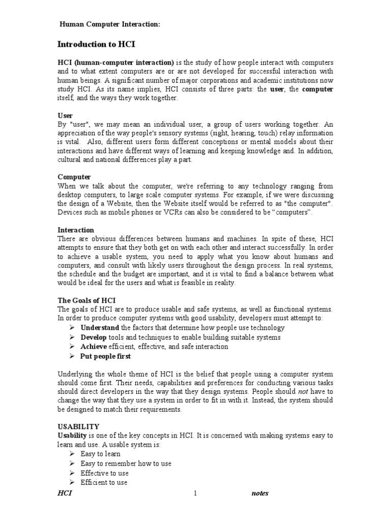 Introduction To HCI | PDF | Human–Computer Interaction | Perception