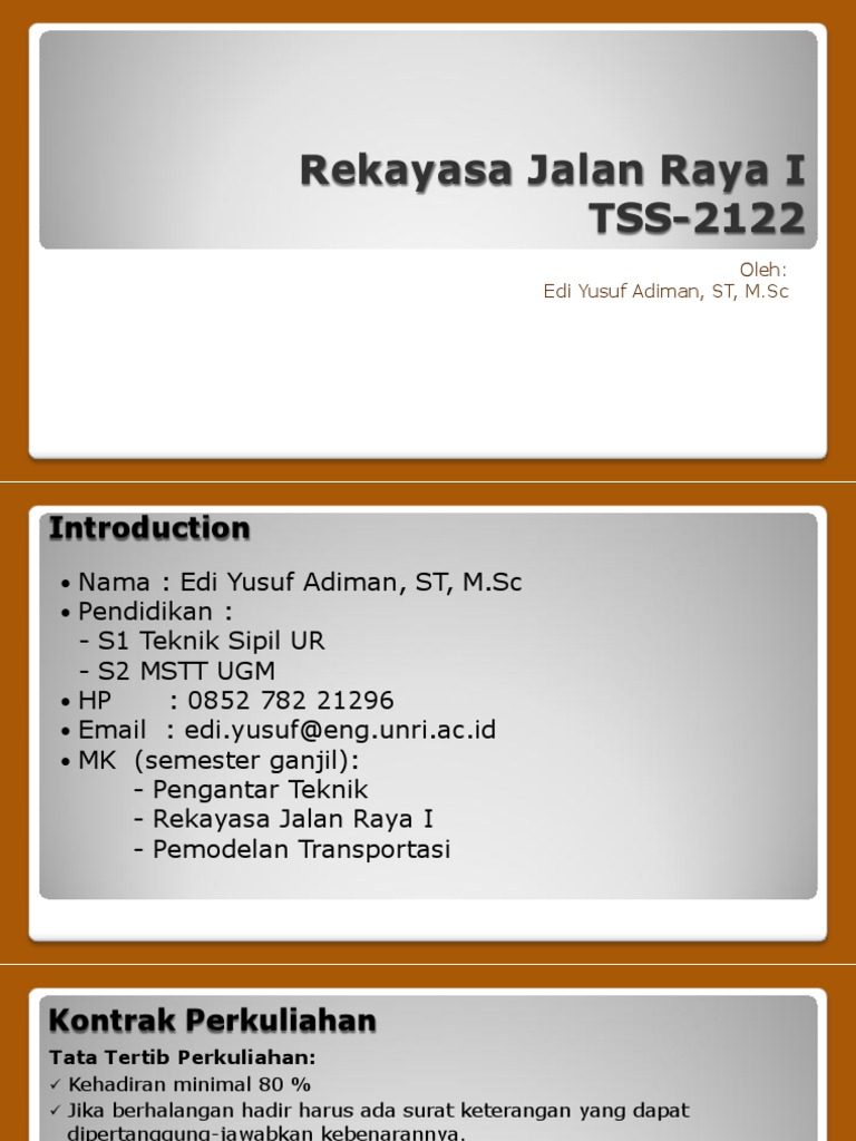 Rek. Jalan Raya 1 - Pertemuan 9 PDF | PDF