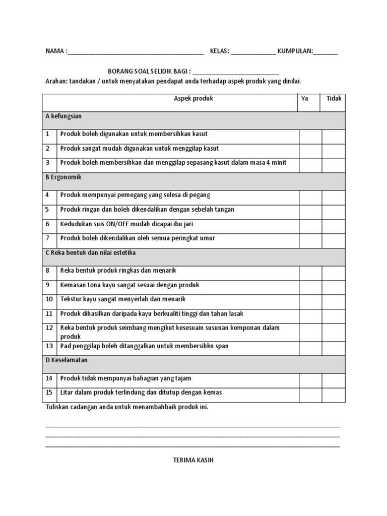 Borang Soal Selidik | PDF