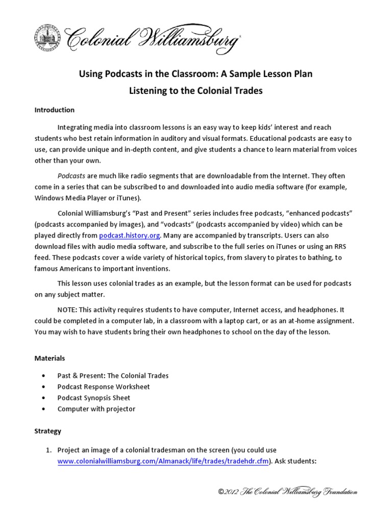 Podcast Lesson Plan | PDF | Podcast | Digital Technology
